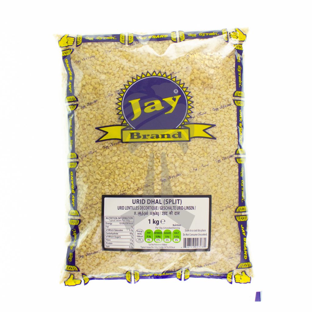 Jay Brand Urid Dal White Split 1kg • Hallans