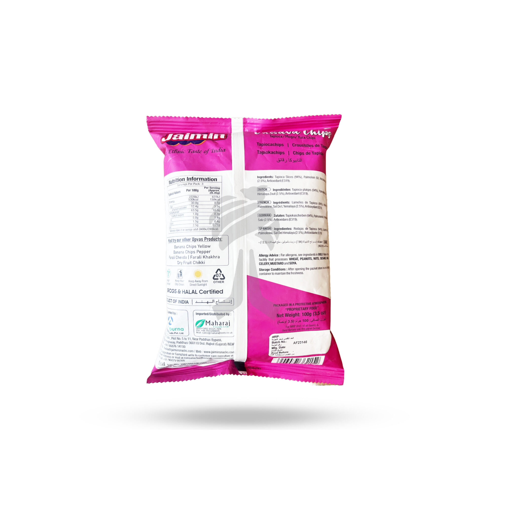 Jaimin Cassava Chips Himalayan Salt 100g • Hallans
